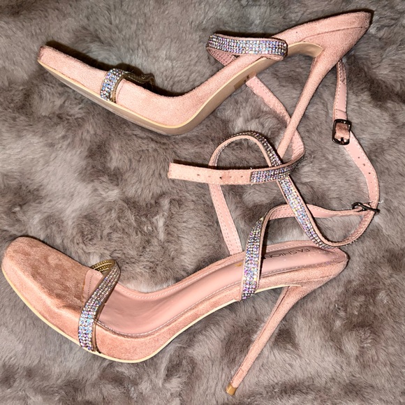 Fashion Nova | Shoes | Rose Pink Heels With Crystal Straps | Poshmark